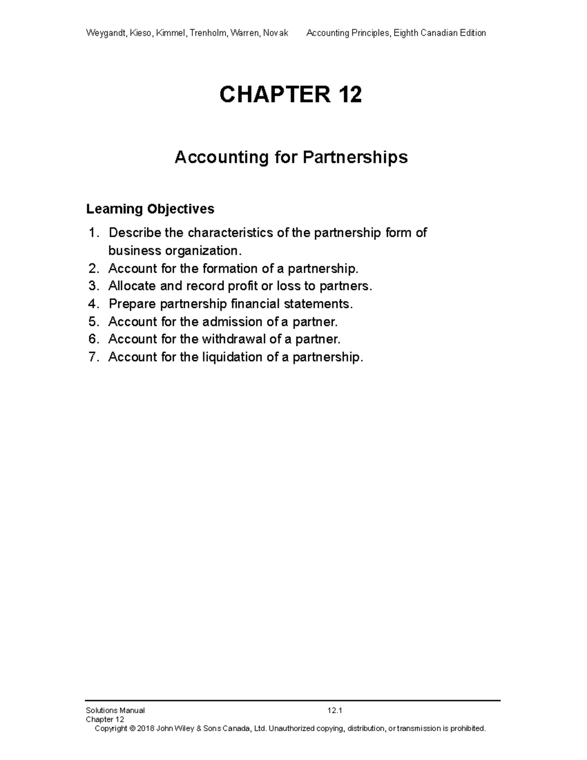 E Book - Chapter 12 - Partnership Accounting Problems & Solutions - Studocu