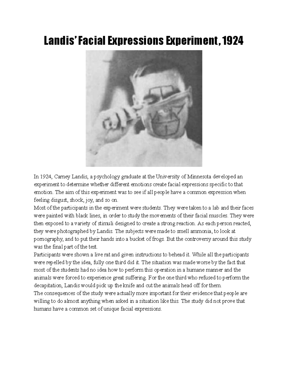 Carney Landis Rat Experiment