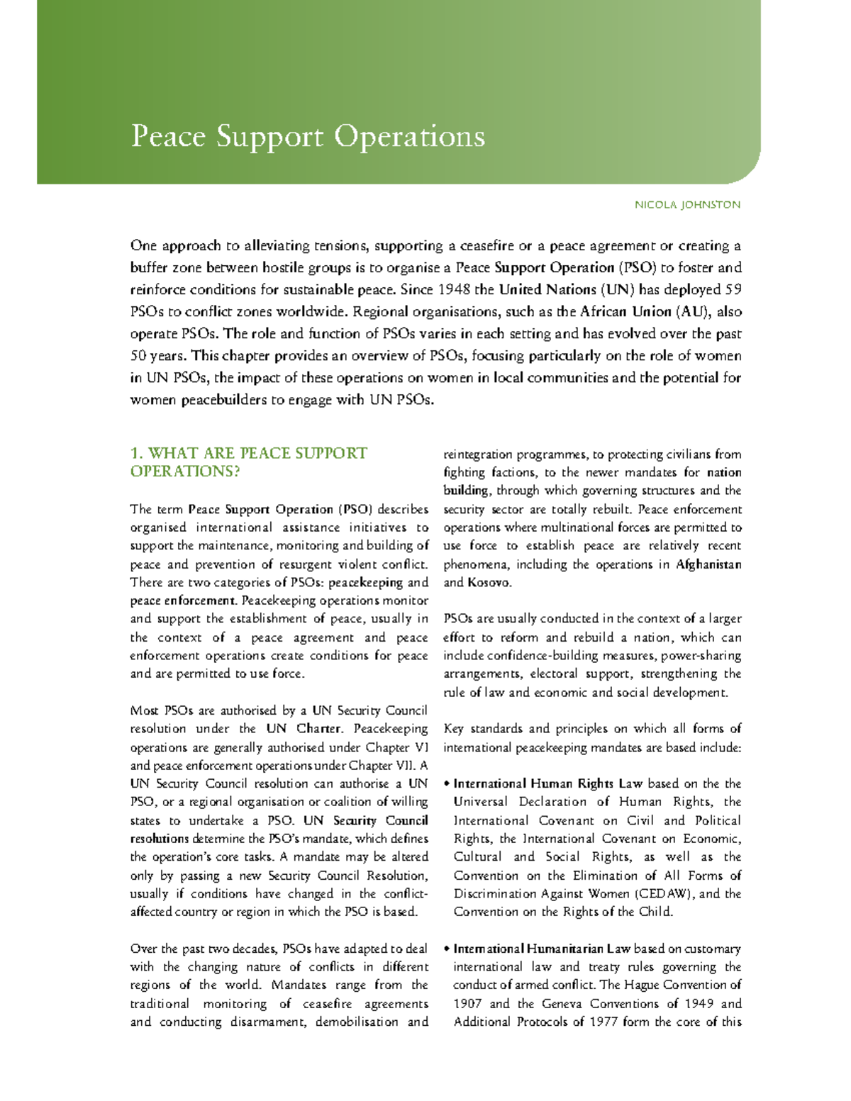 Peace Support Operations: Gender Perspectives and Impact Analysis - Studocu