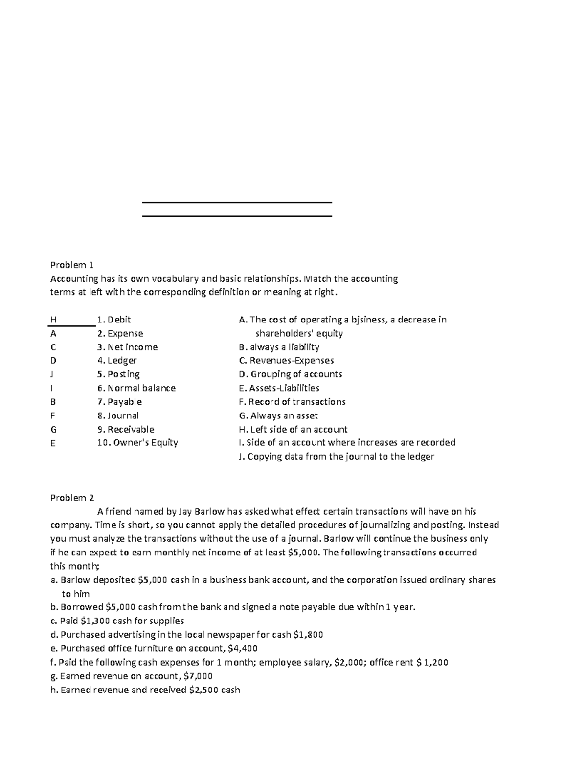 Financial Accounting - Problem Solving - Answer Key Overview - Studocu