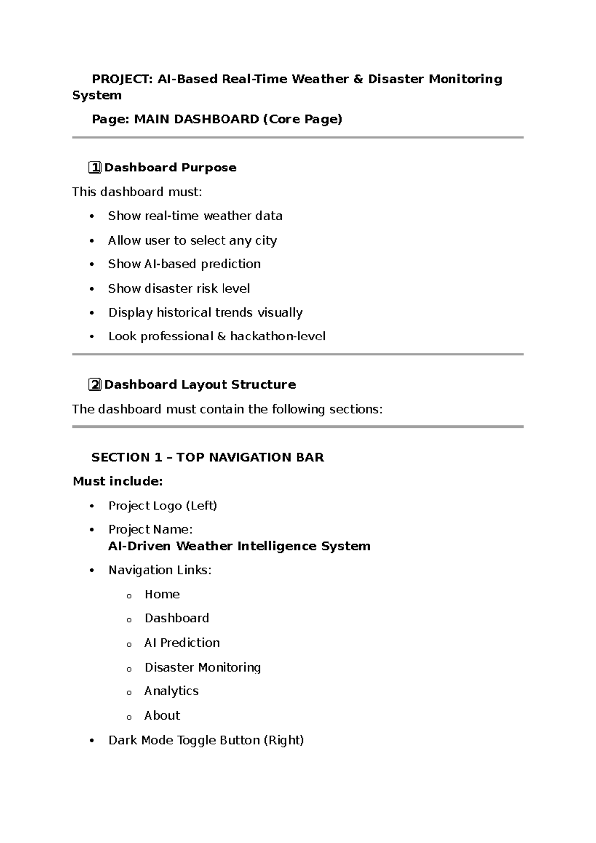 Weather Project Frontend Requirements: Dashboard Design & Features ...