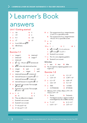 Lower Secondary Science 9 learner book answers - 1 Cambridge Lower ...