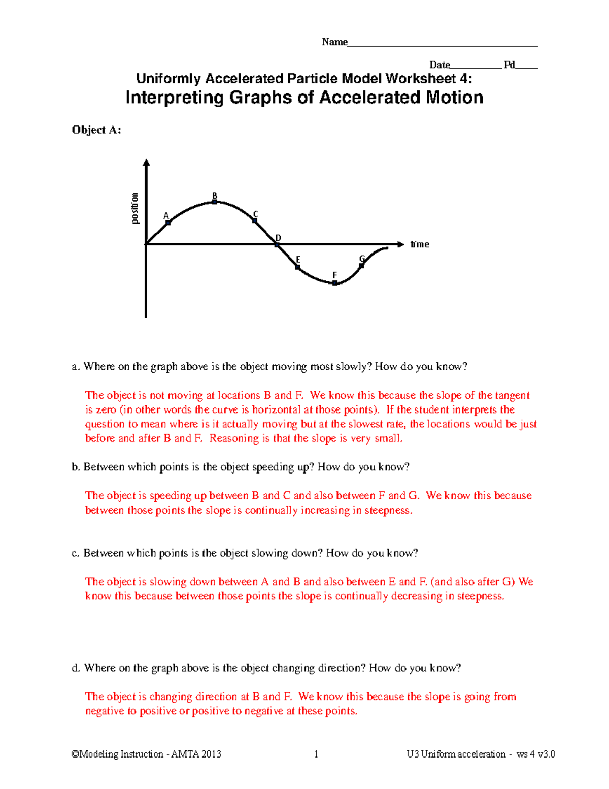 Accelerated Motion Worksheet Answers - Name Date Pd Uniformly Accelerated Particle Model ...