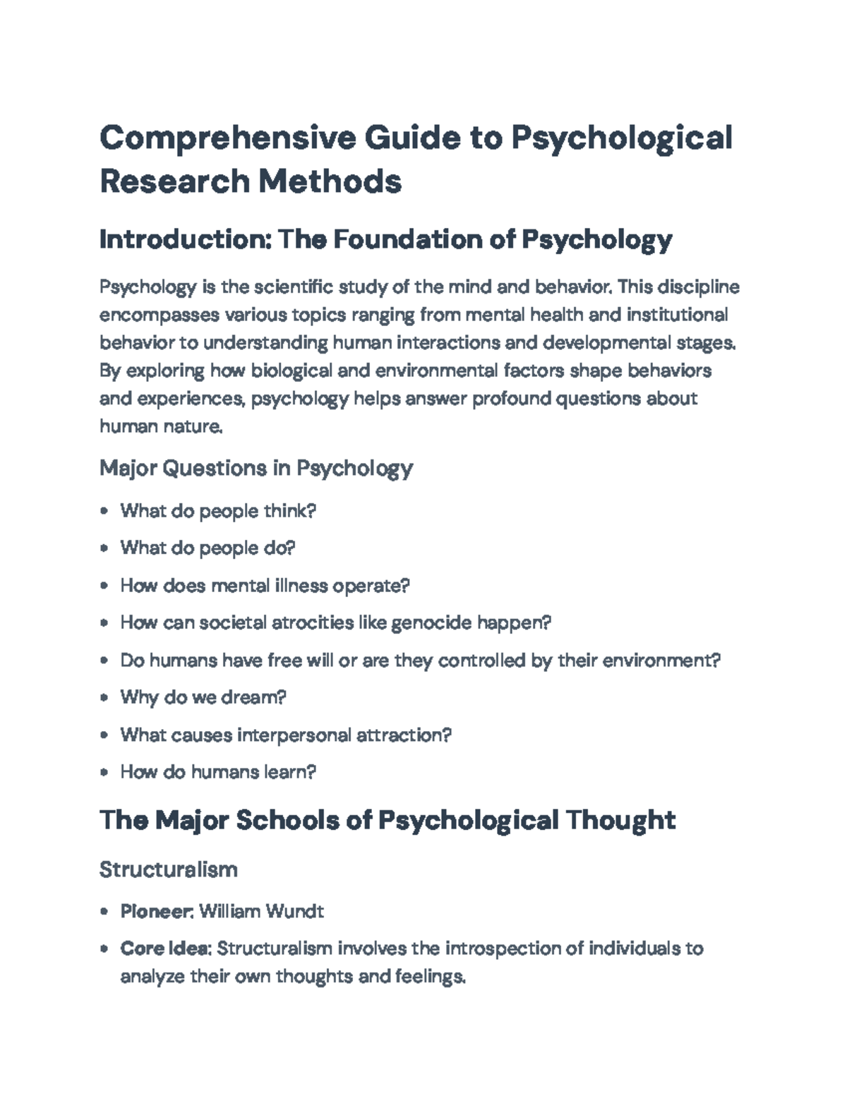 Comprehensive Guide to Psychological Research Methods (PSY 101 ...