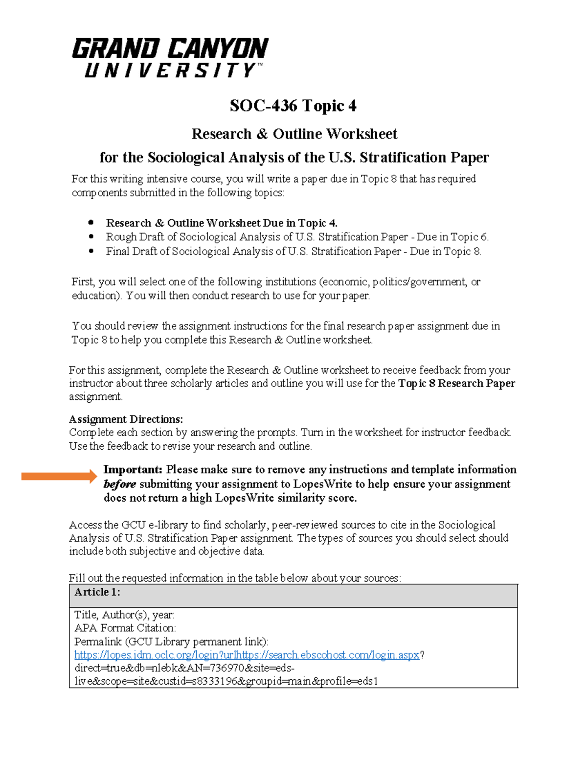 SOC 436 RS T4 - Research & Outline for Sociological Analysis Paper ...