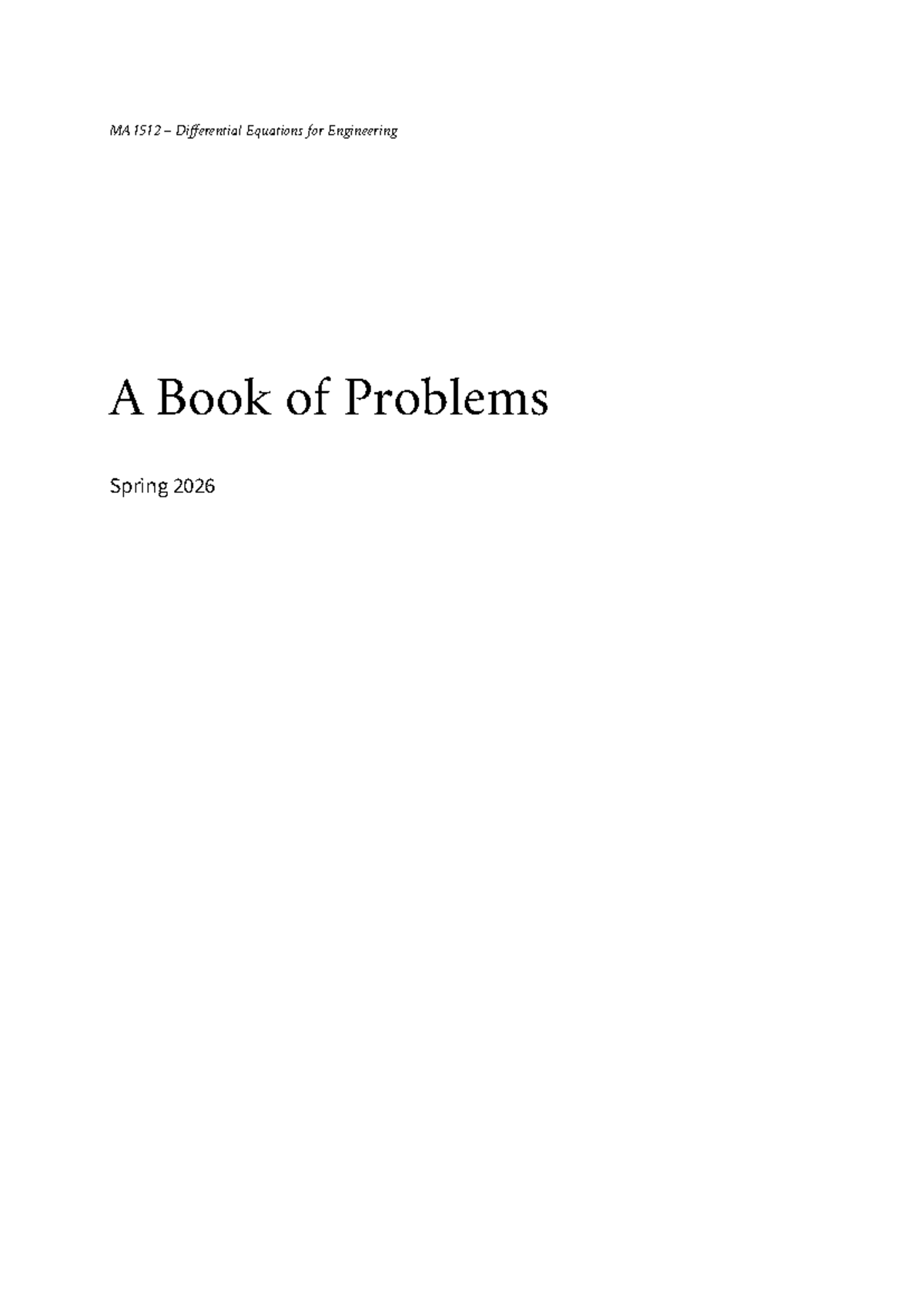 MA1512 Differential Equations for Engineering: Tutorial 1 Problems ...