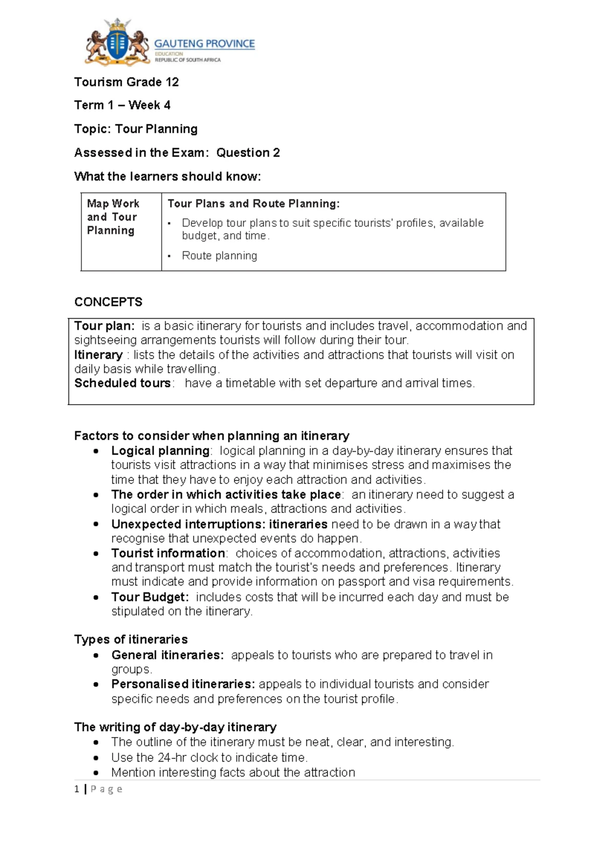 Grade 12 Tourism Term 3 Revision: World Heritage Sites Questions (EC ...