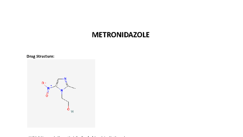 METRONIDAZOLE: Structure, Mechanism, and Properties Overview - Studocu