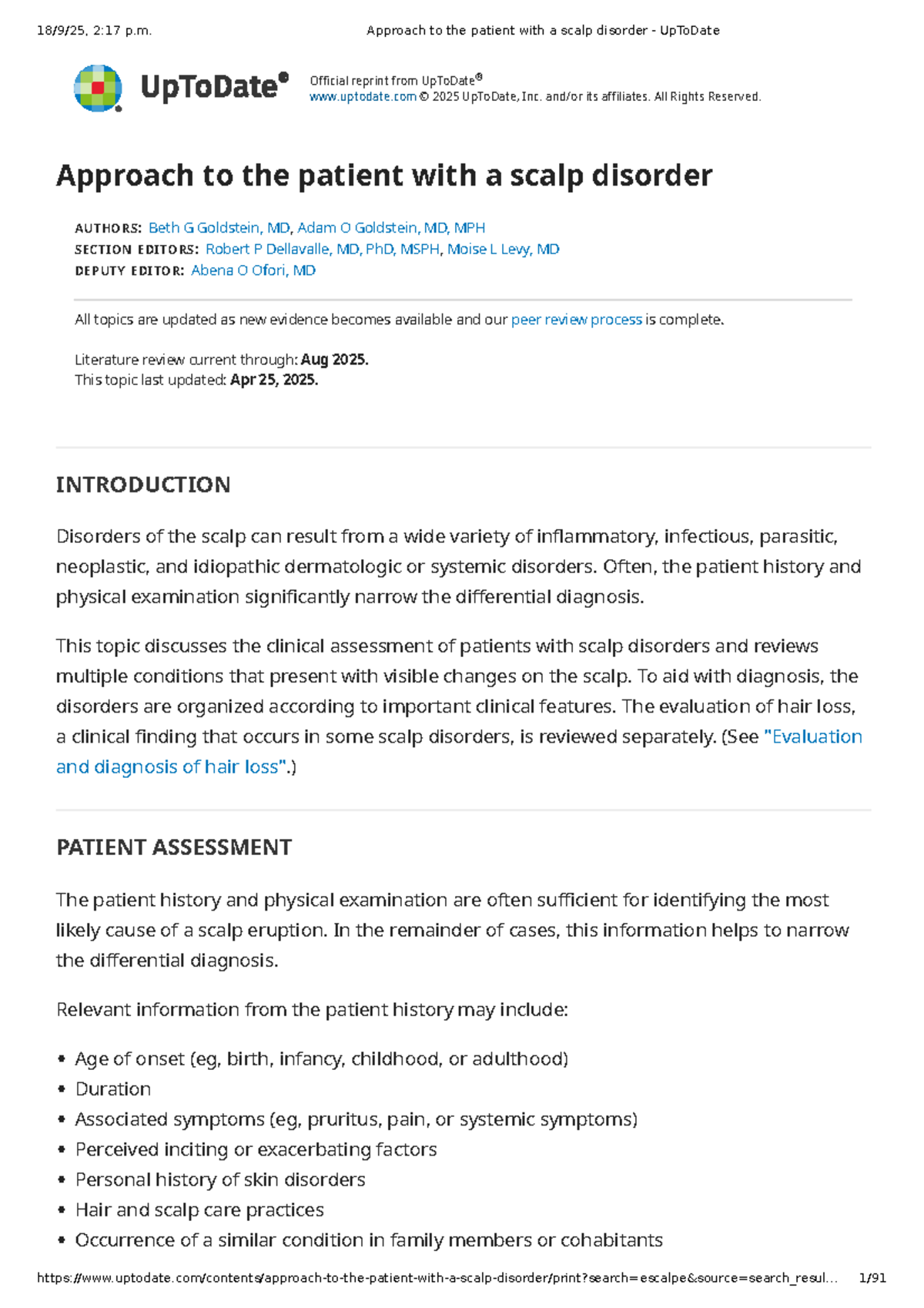 Approach to Scalp Disorders: Clinical Assessment & Diagnosis (2025 ...