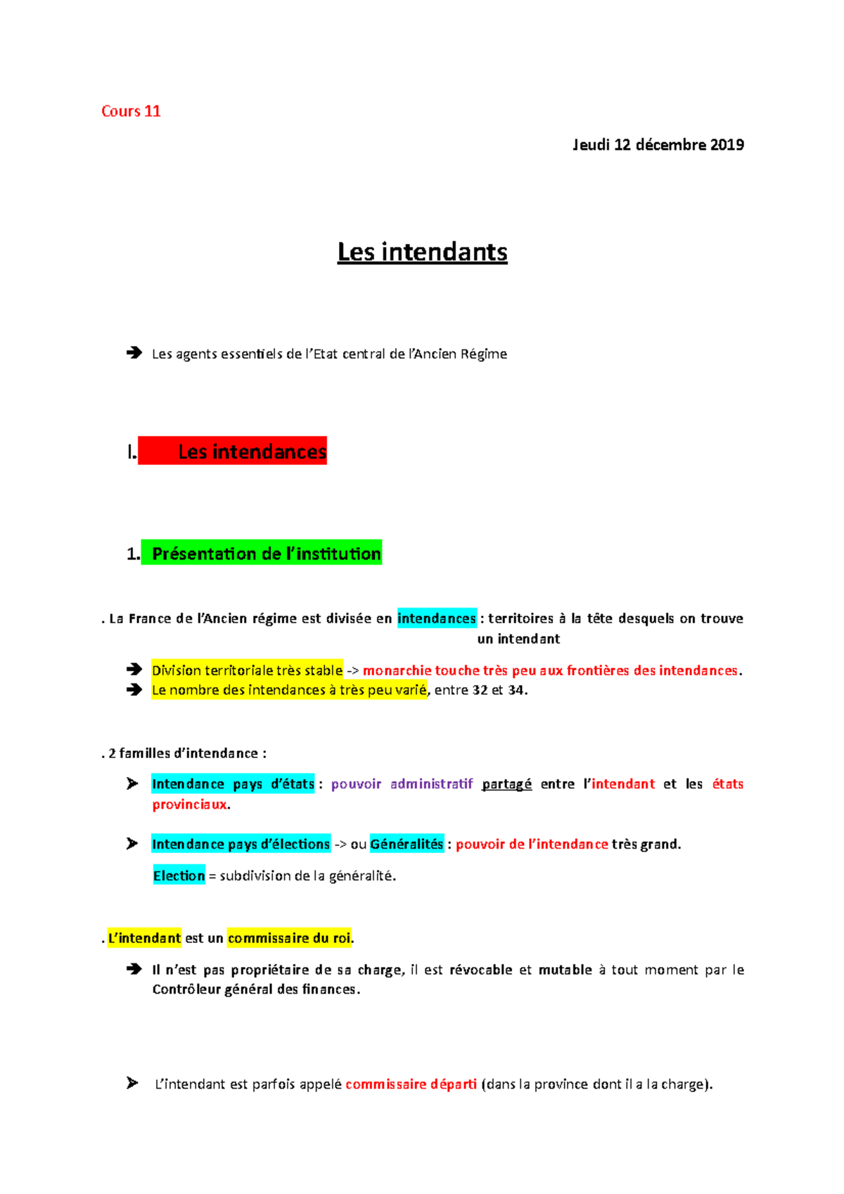 Les Intendants de l'Ancien Régime : Cours 11 et Réformes ...