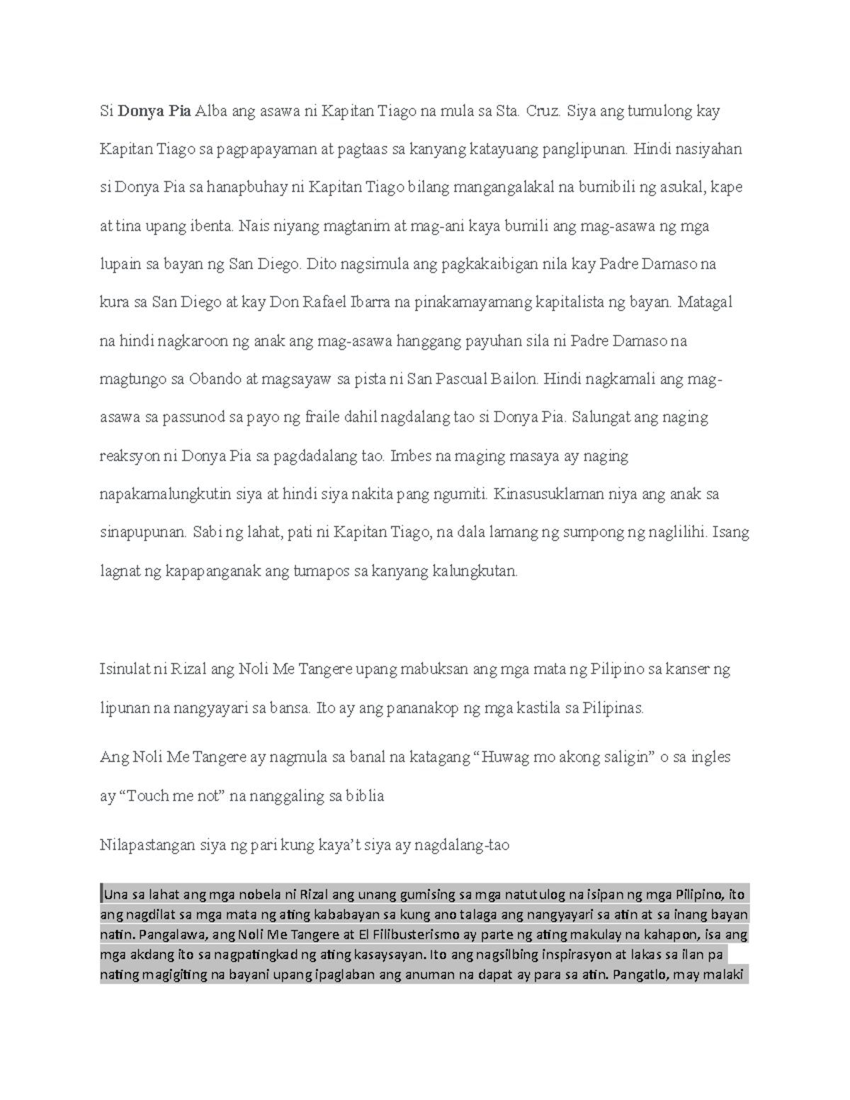 Pagsusuri kay Donya Pia Alba sa Noli Me Tangere: Aral at Inspirasyon ...