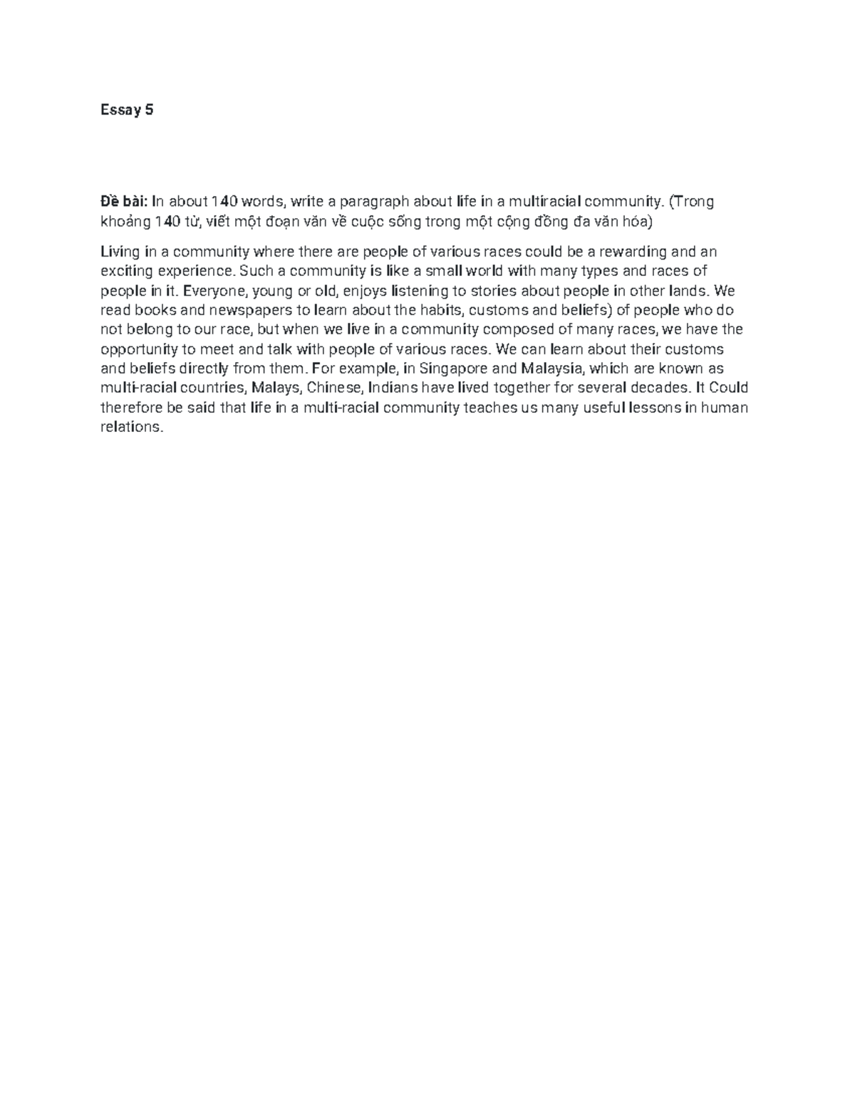 Essay 5 - Psychology (psychology 314) - Edit - Essay 5 Đề bài: In about ...