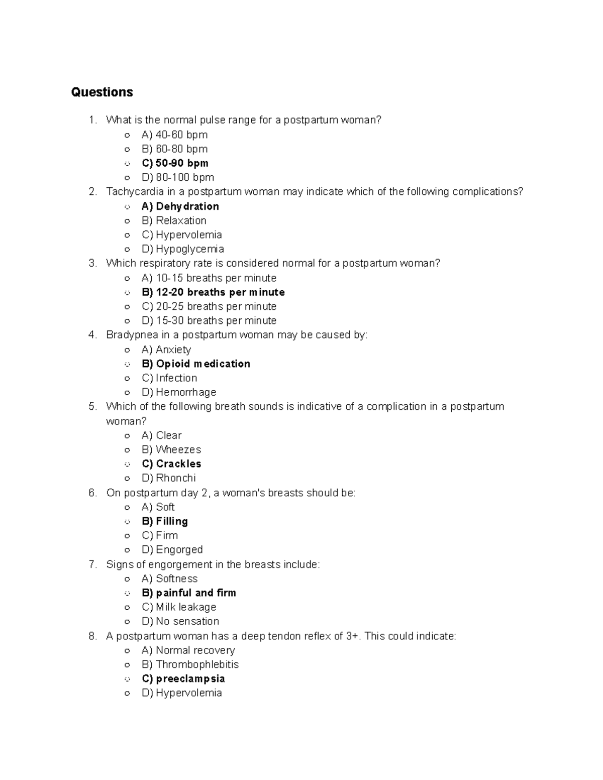 Postpartum Care Quiz: Key Questions & Answers (Course Code: 21 OB ...