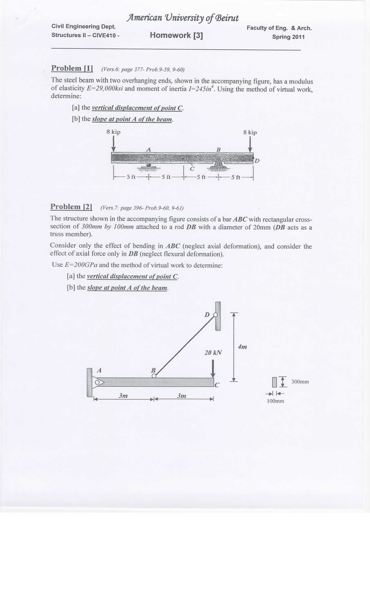 CIVE410 Homework 3: Virtual Work Method Solutions for Beam ...