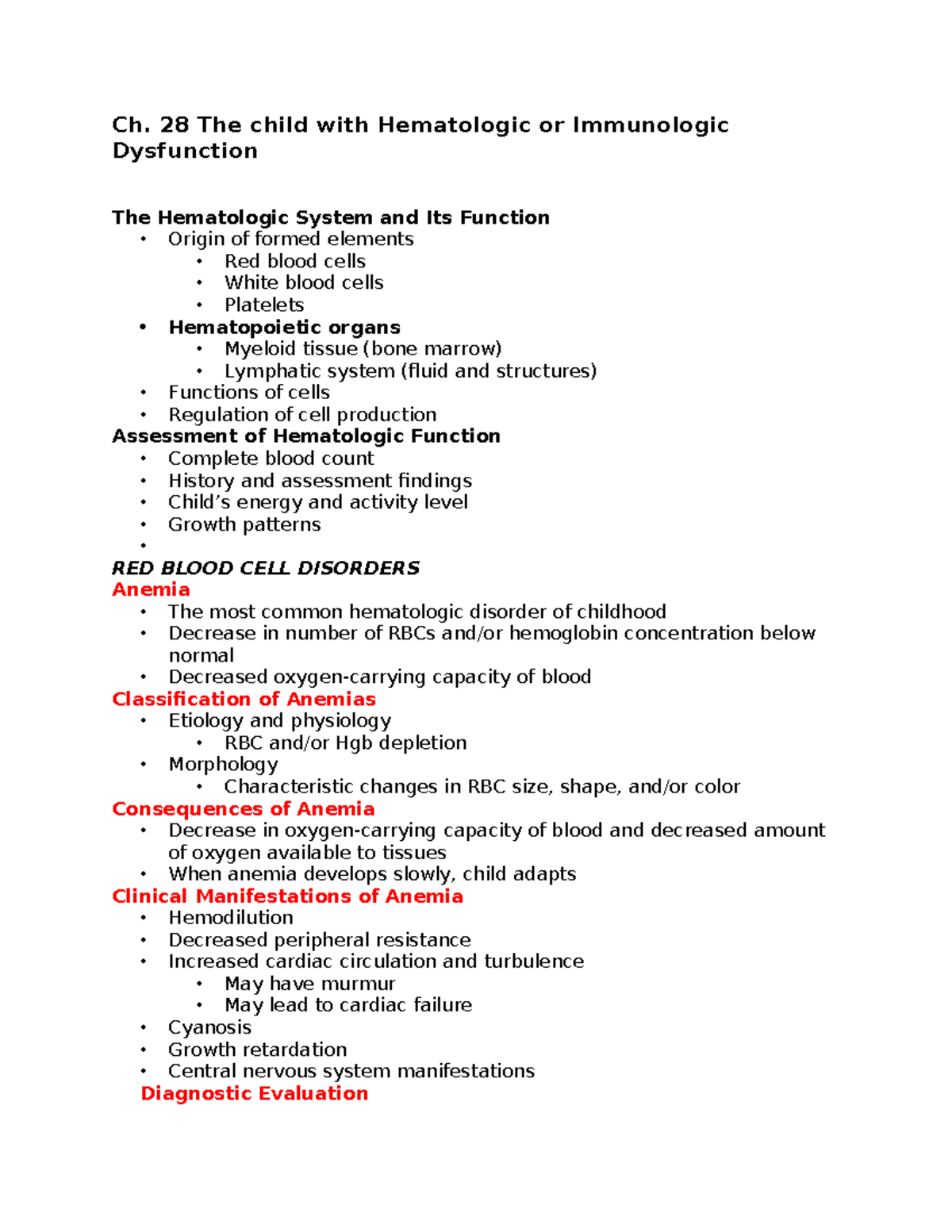 CH 28 - Child with Hematologic or Immunologic Dysfunction Overview ...