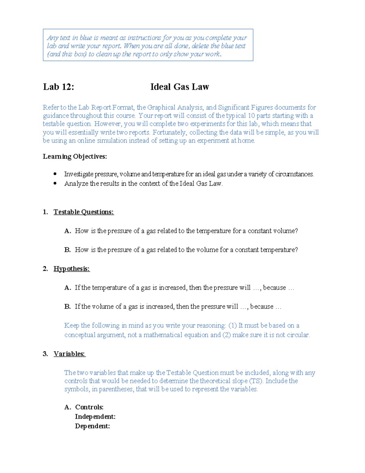 PHY-111L Lab 12: Exploring the Ideal Gas Law through Simulations - Studocu