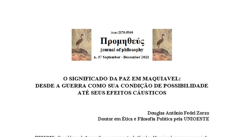 O Significado da Paz em Maquiavel: Análise Crítica e Efeitos ...