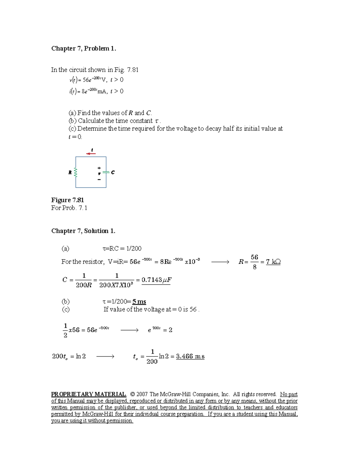Chapter 7: Circuit Analysis Problems and Solutions - Studocu