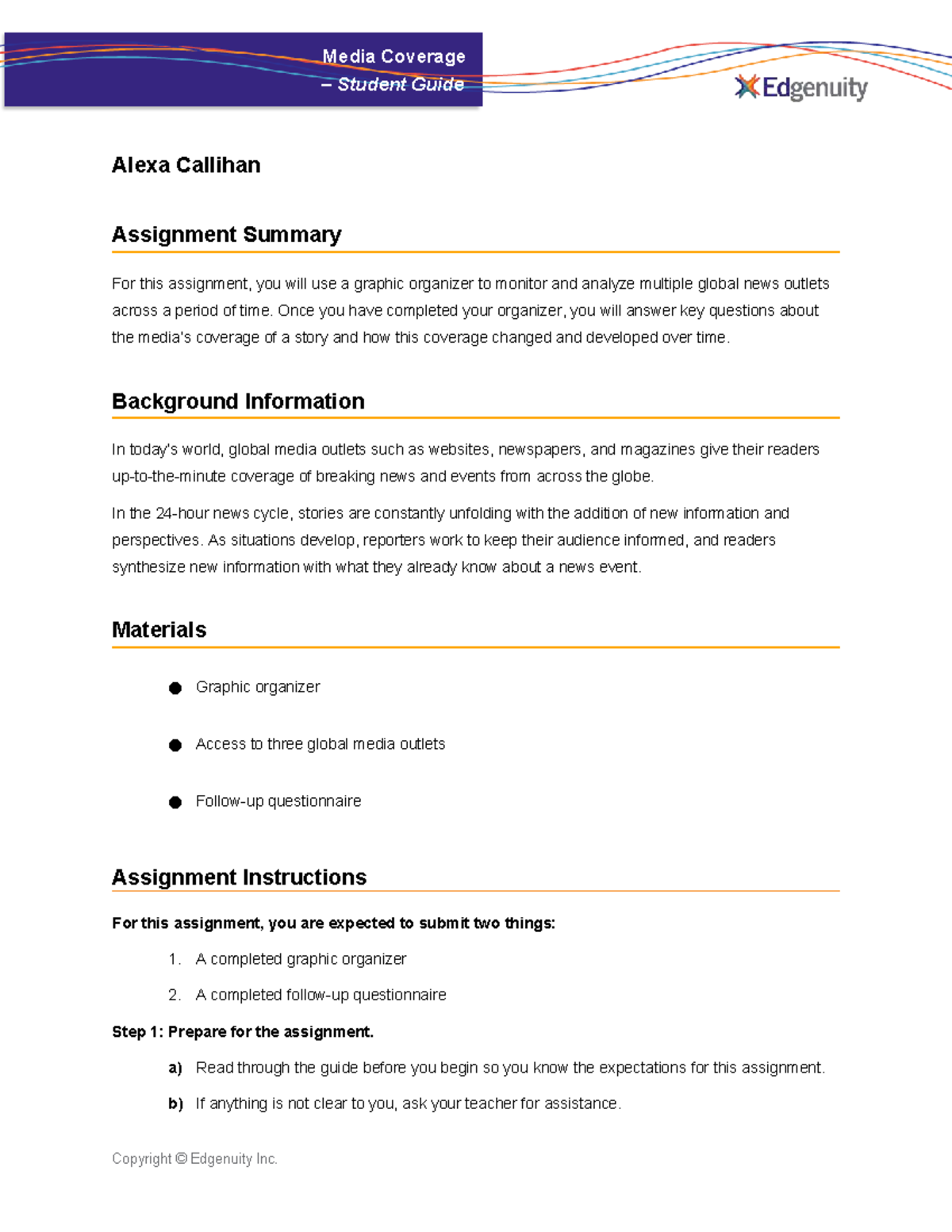 Media Coverage Analysis Guide: Assignment Summary for Course Code 101 ...