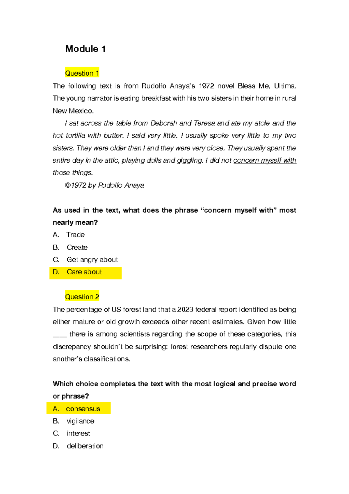 Practice Test 3: Questions and Answers on Literature and Science - Studocu