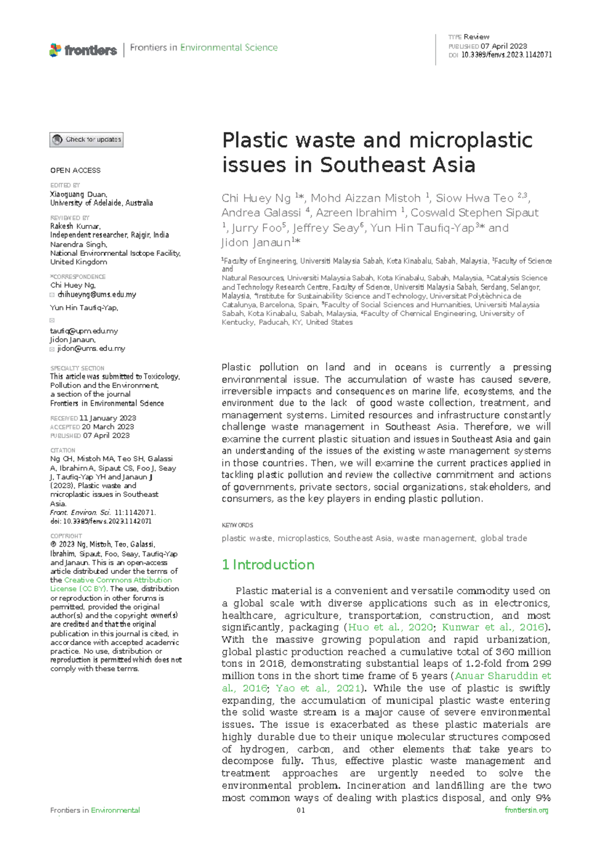 Microplastics and Plastic Waste Management in Southeast Asia: A Review ...