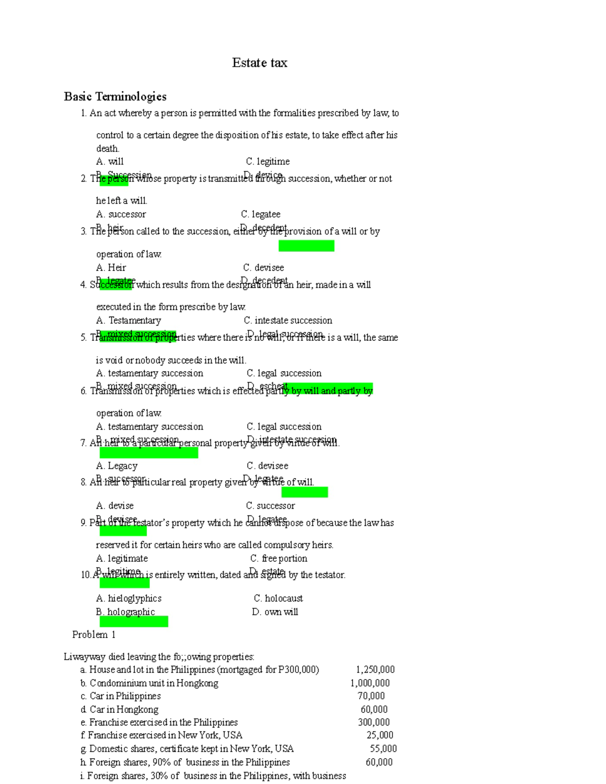 Estate Tax Terminologies and Concepts - Transfer and Business Taxation ...