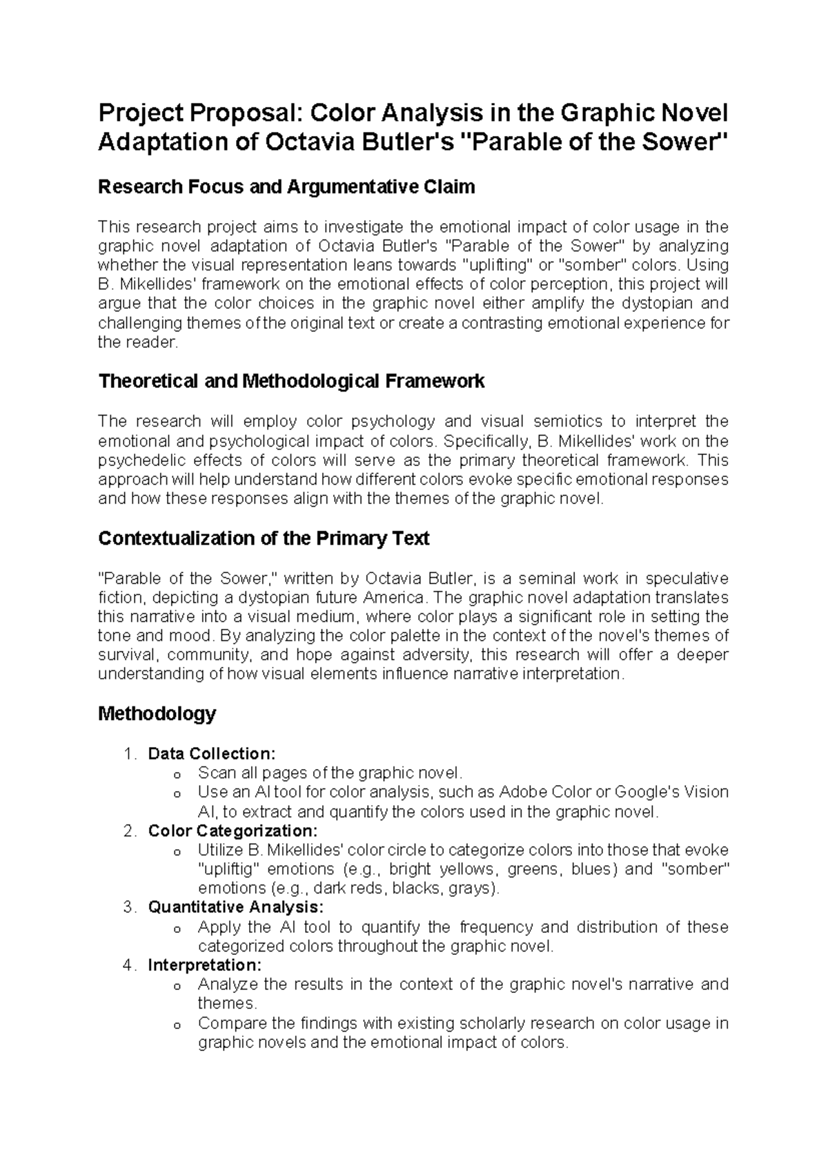 Project Proposal: Color Analysis in Graphic Novel Adaptation of Octavia ...