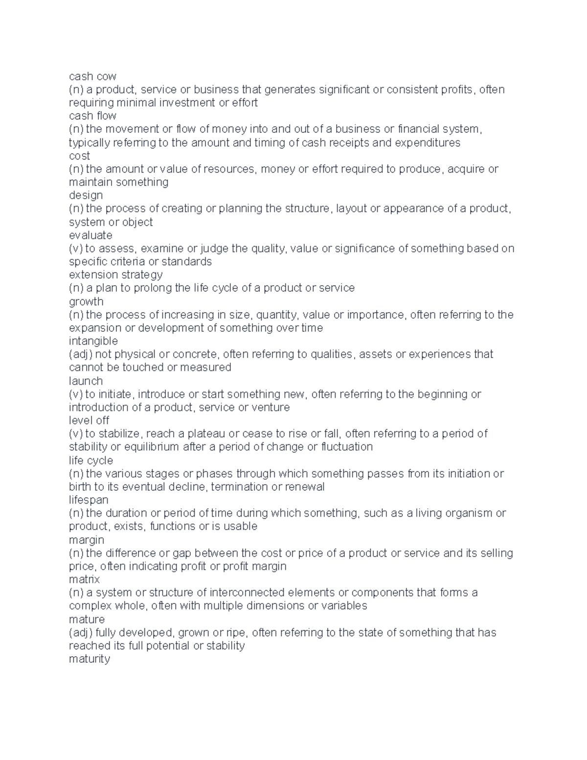Unit 6 - Vocabulary Terms and Definitions for Business Concepts - Studocu
