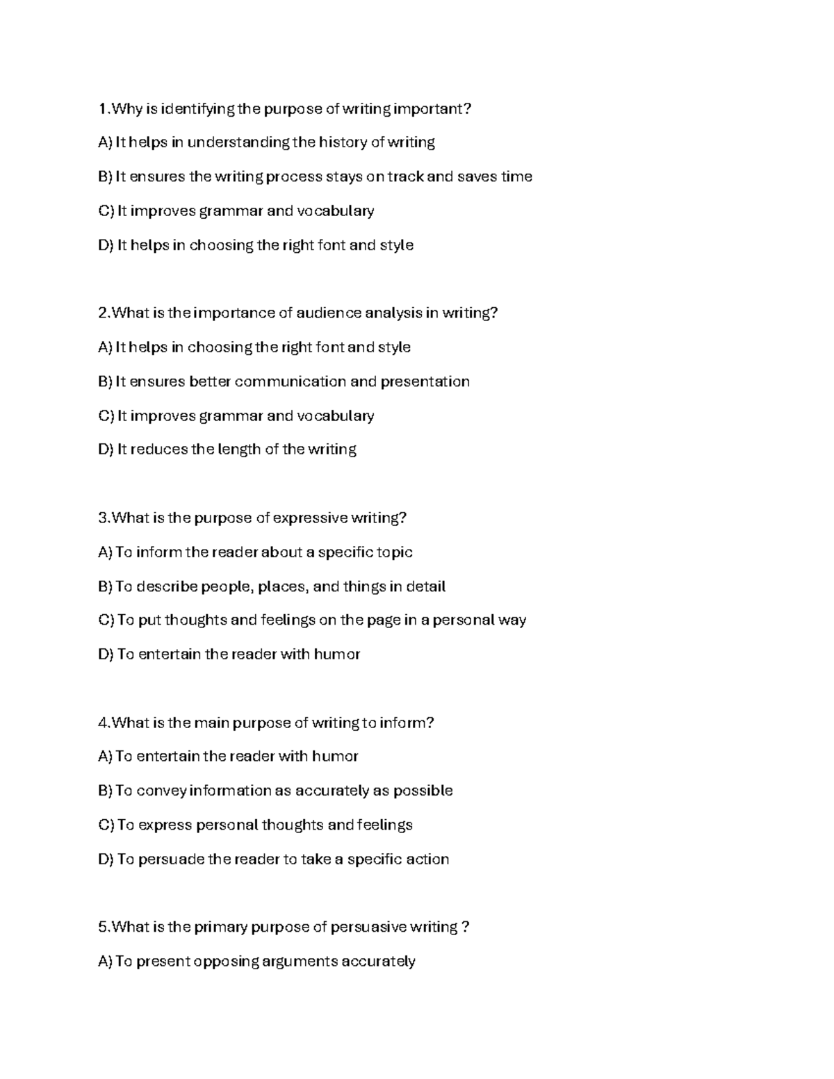 ENG 101: Importance of Writing Purpose and Audience Analysis - Studocu