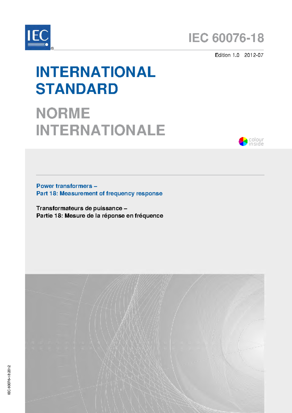 IEC 60076-18:2012 Power Transformers Frequency Response Measurement ...
