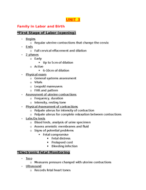 UNIT 1 Maternity Overview: Key Concepts and Terminology - Studocu