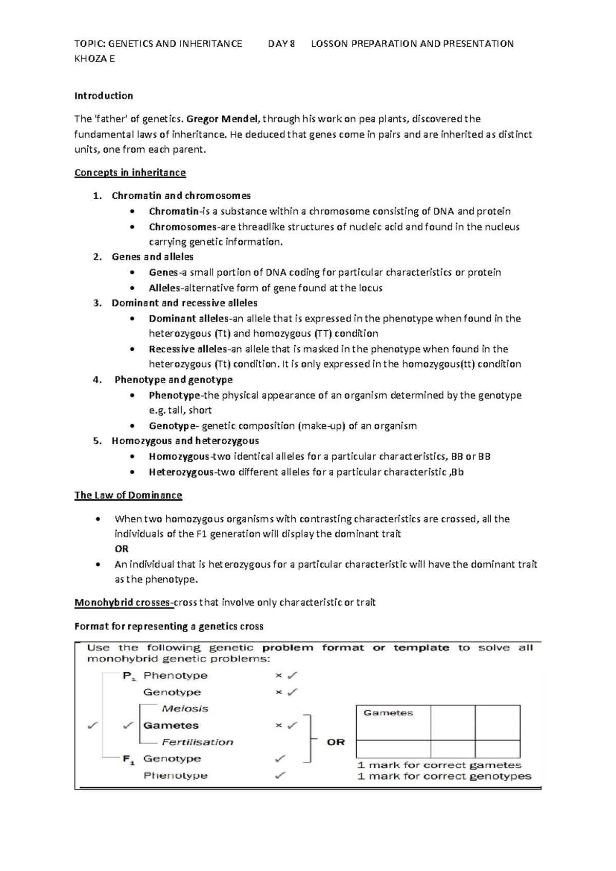 CAMP Genetics: Inheritance Concepts and Mendelian Principles - Studocu