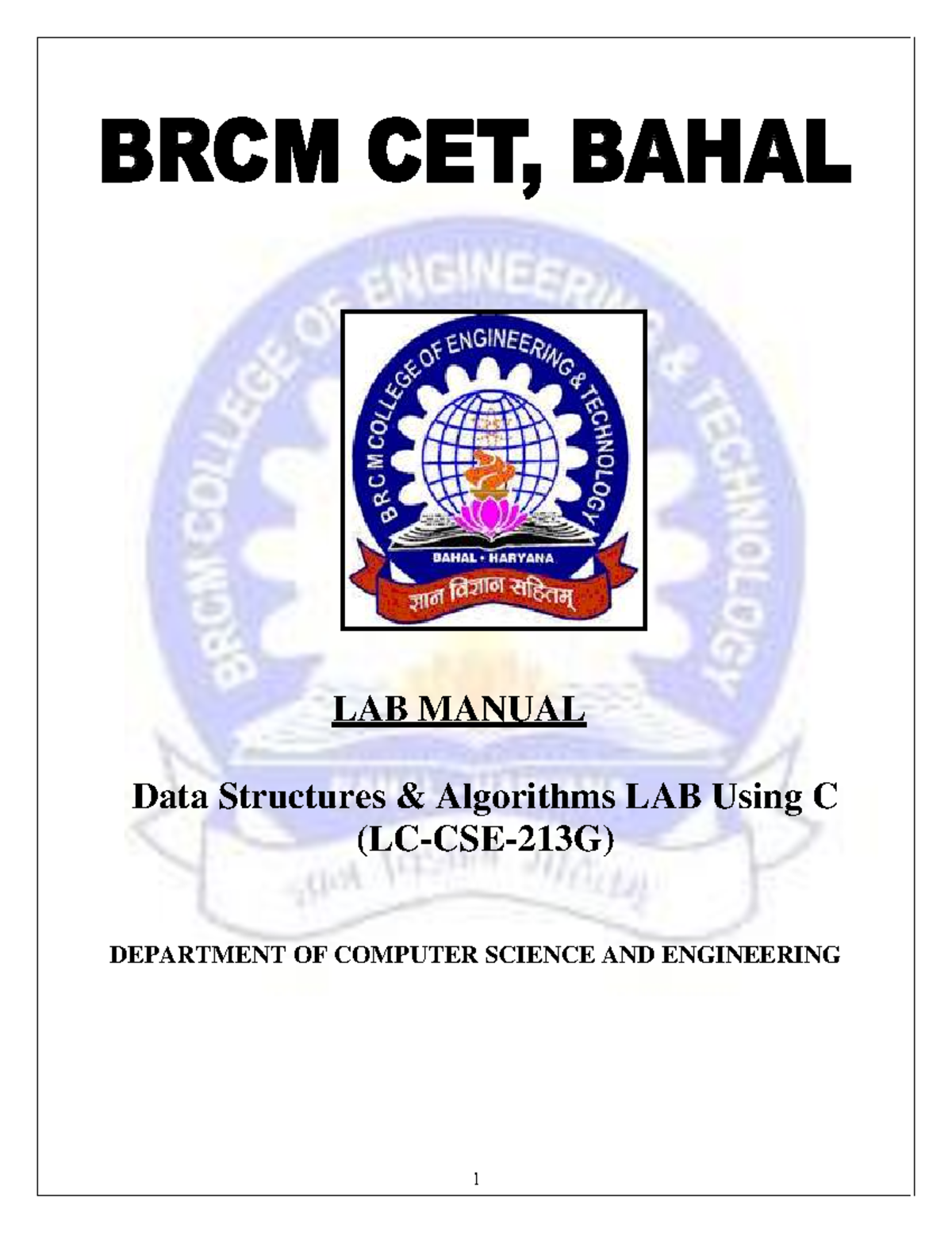 LAB MANUAL N64007: Data Structures & Algorithms Using C - Studocu