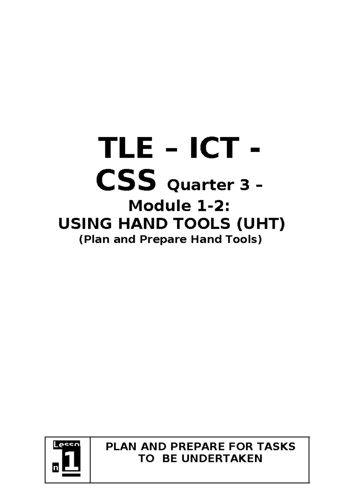 TLE-ICT-CSS-9 Q3-Module-1-2 Using-Hand-Tools - Jr rrwairj TLE – ICT - CSS Quarter 3 – Module 1-2 ...