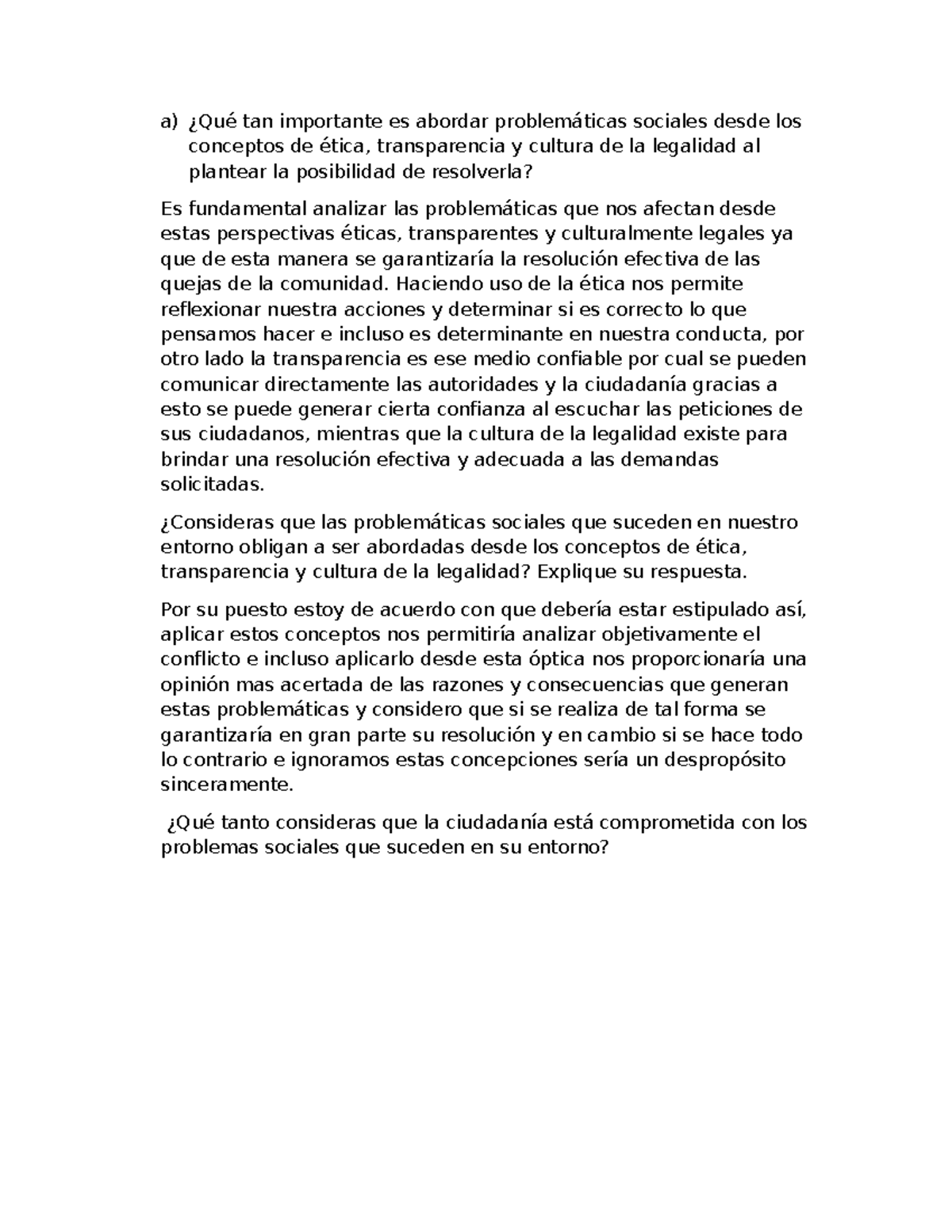 ACT 1 - Reflexiones sobre Ética y Cultura de la Legalidad - Studocu