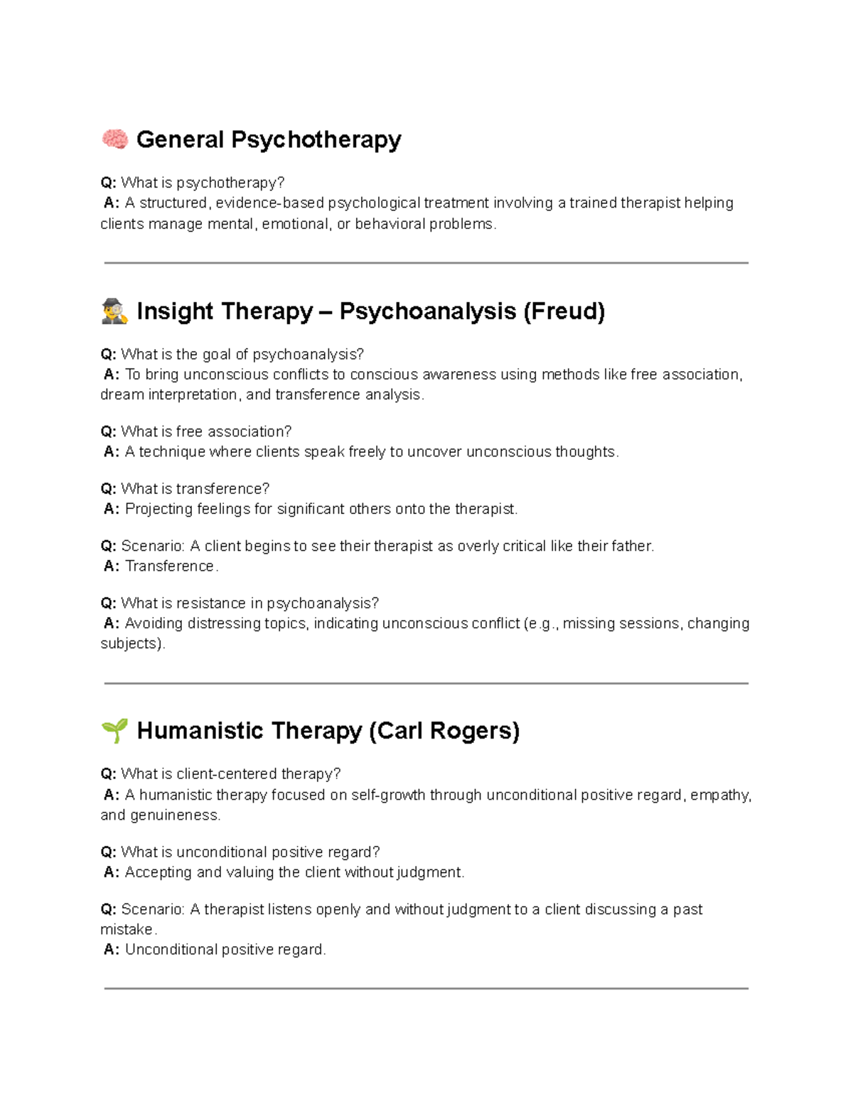 General psychotherapy notes for PSY 101: Key concepts and techniques ...