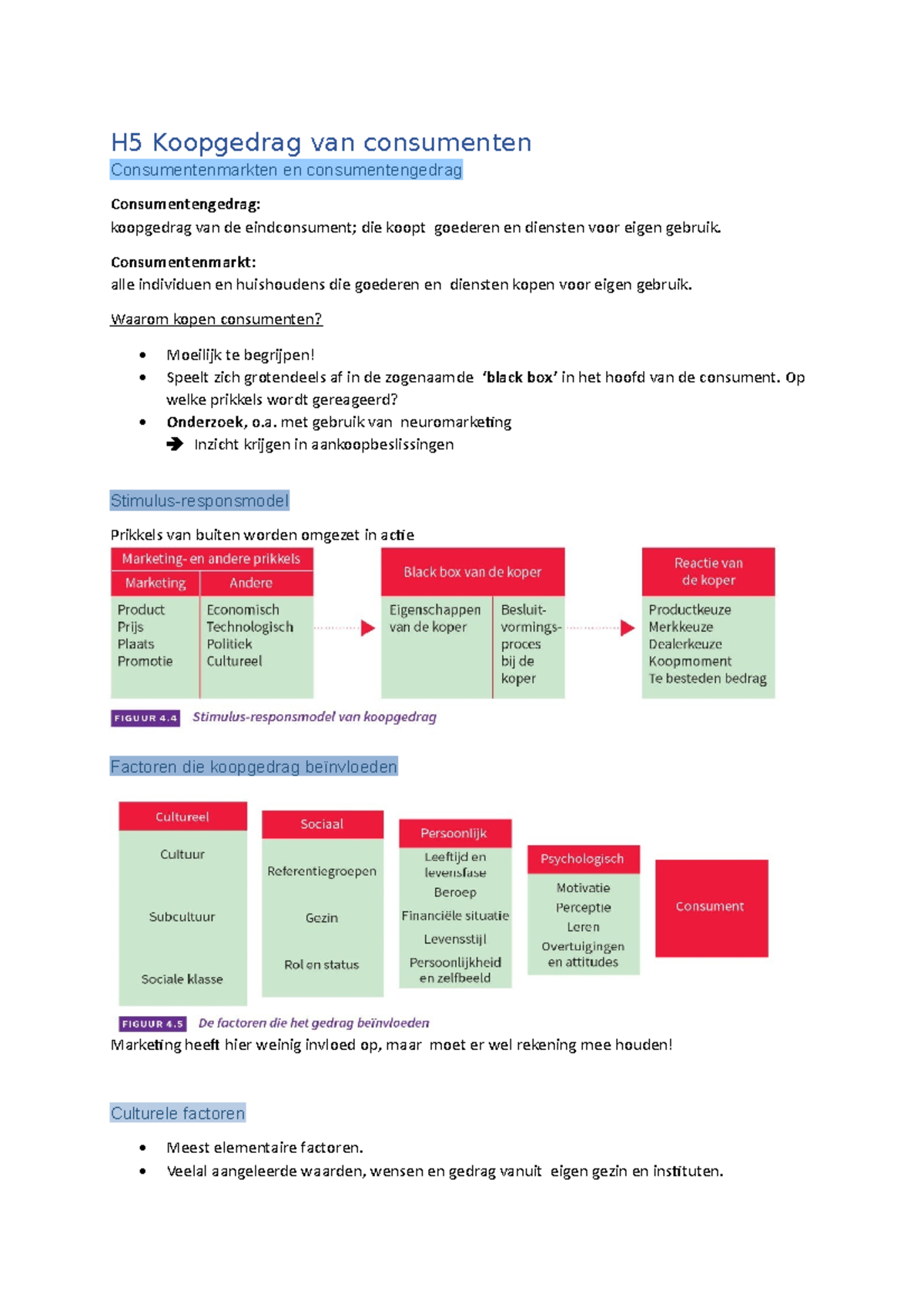 Marketing H5: Inzicht in Consumentengedrag en Koopproces - Studocu