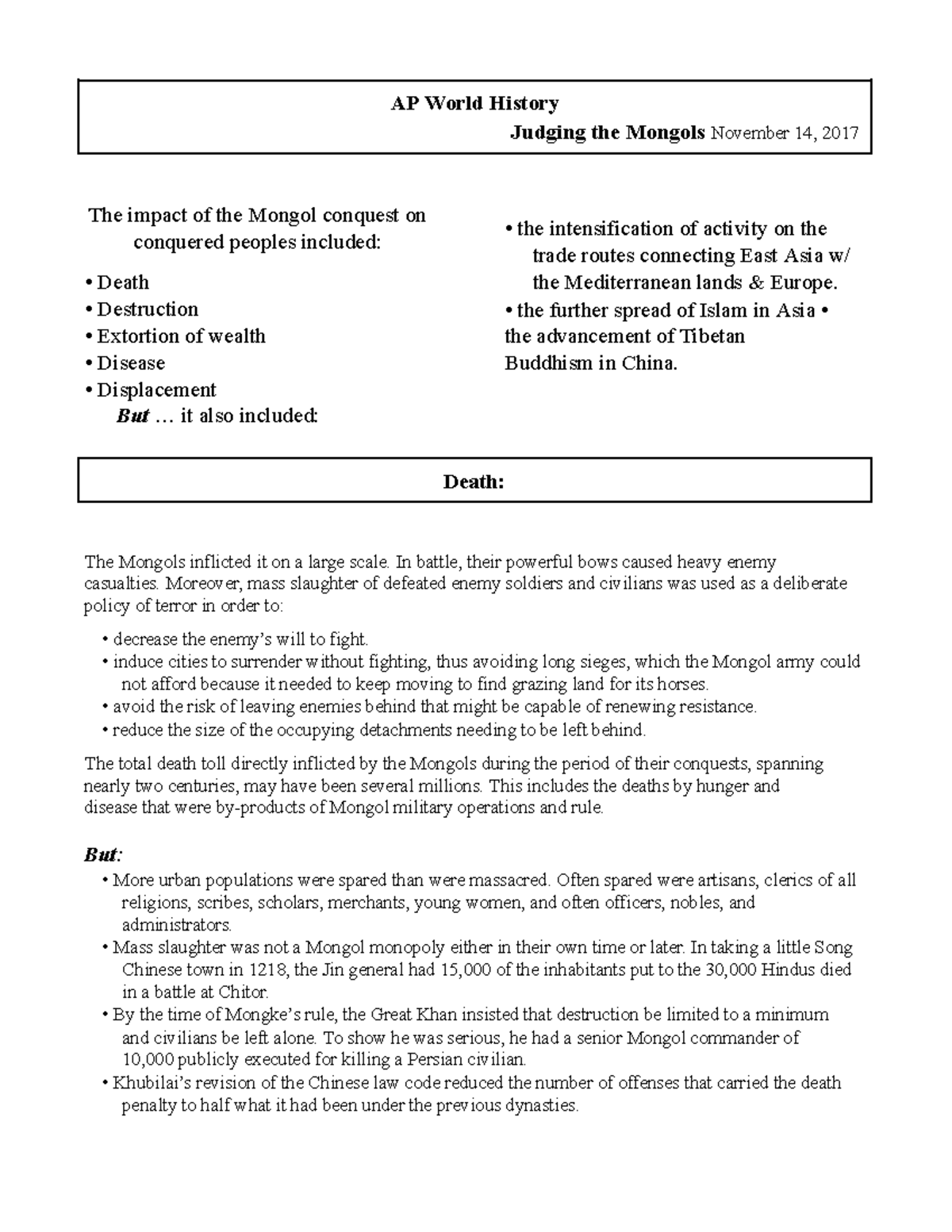 AP World History: Analyzing the Mongol Conquests and Their Impact - Studocu