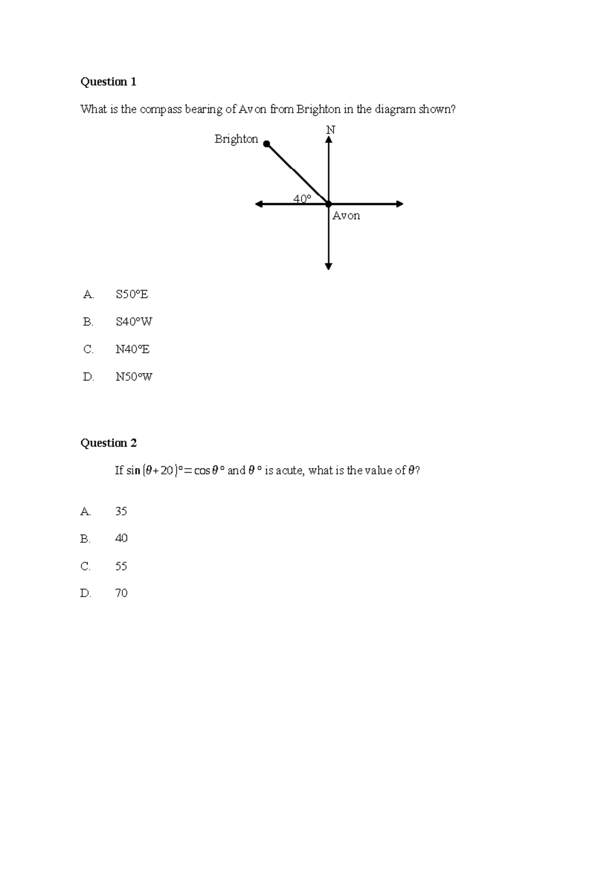 Yr 11 Adv Trig Topic Test Review Questions and Solutions - Studocu