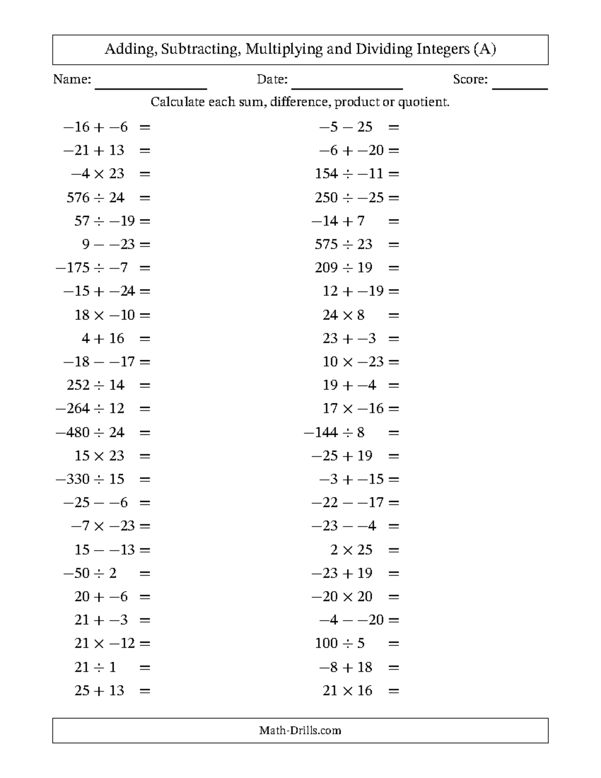WIN Practice and Help Group - Adding, Subtracting, Multiplying and ...