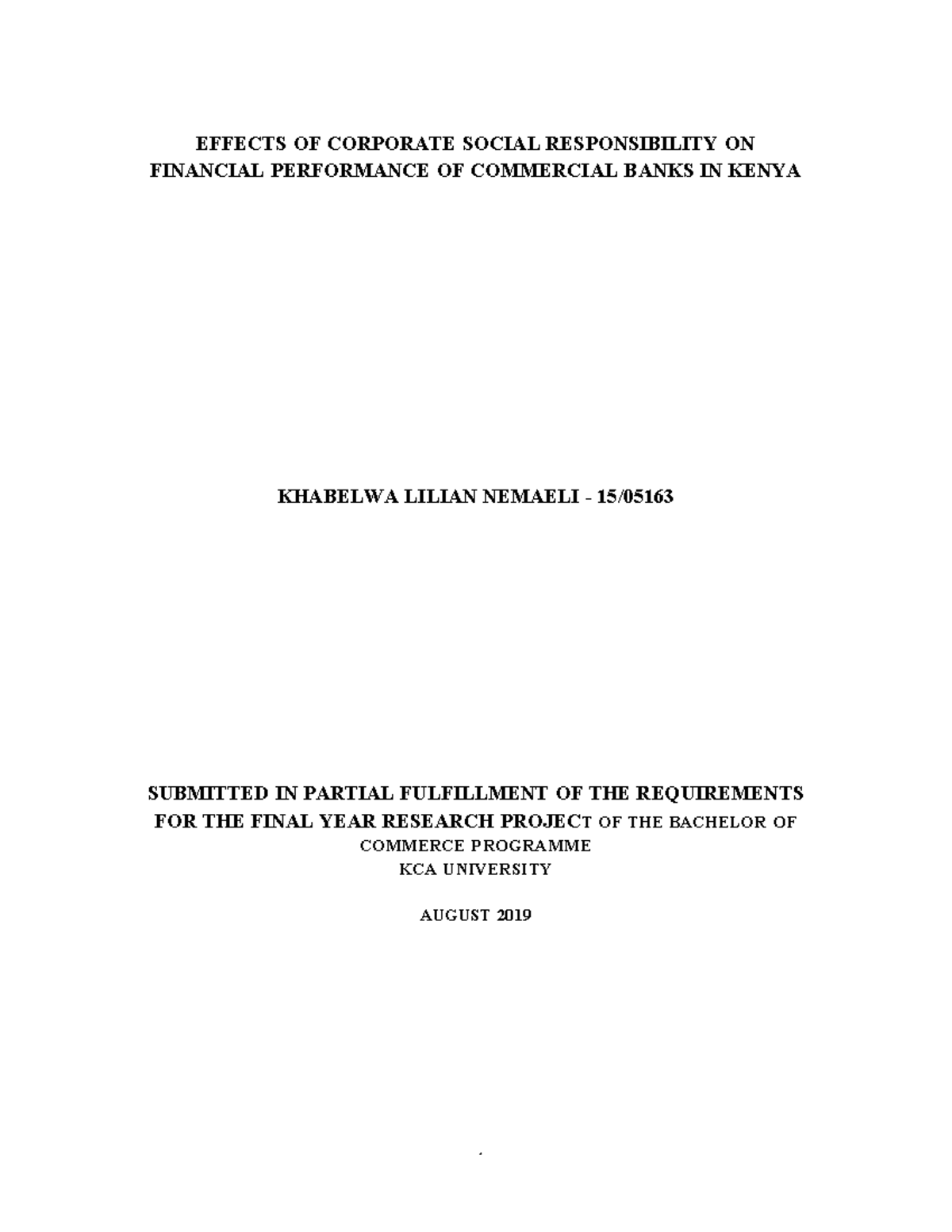 Effects of CSR on Financial Performance of Commercial Banks in Kenya ...