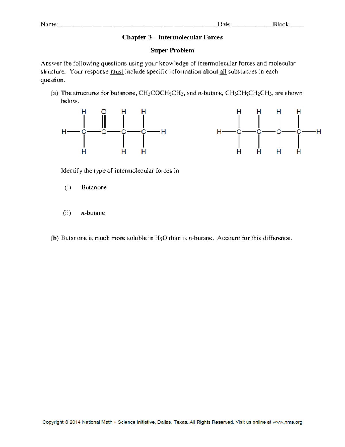 Chapter 3 Super Problem: Intermolecular Forces Analysis - Studocu