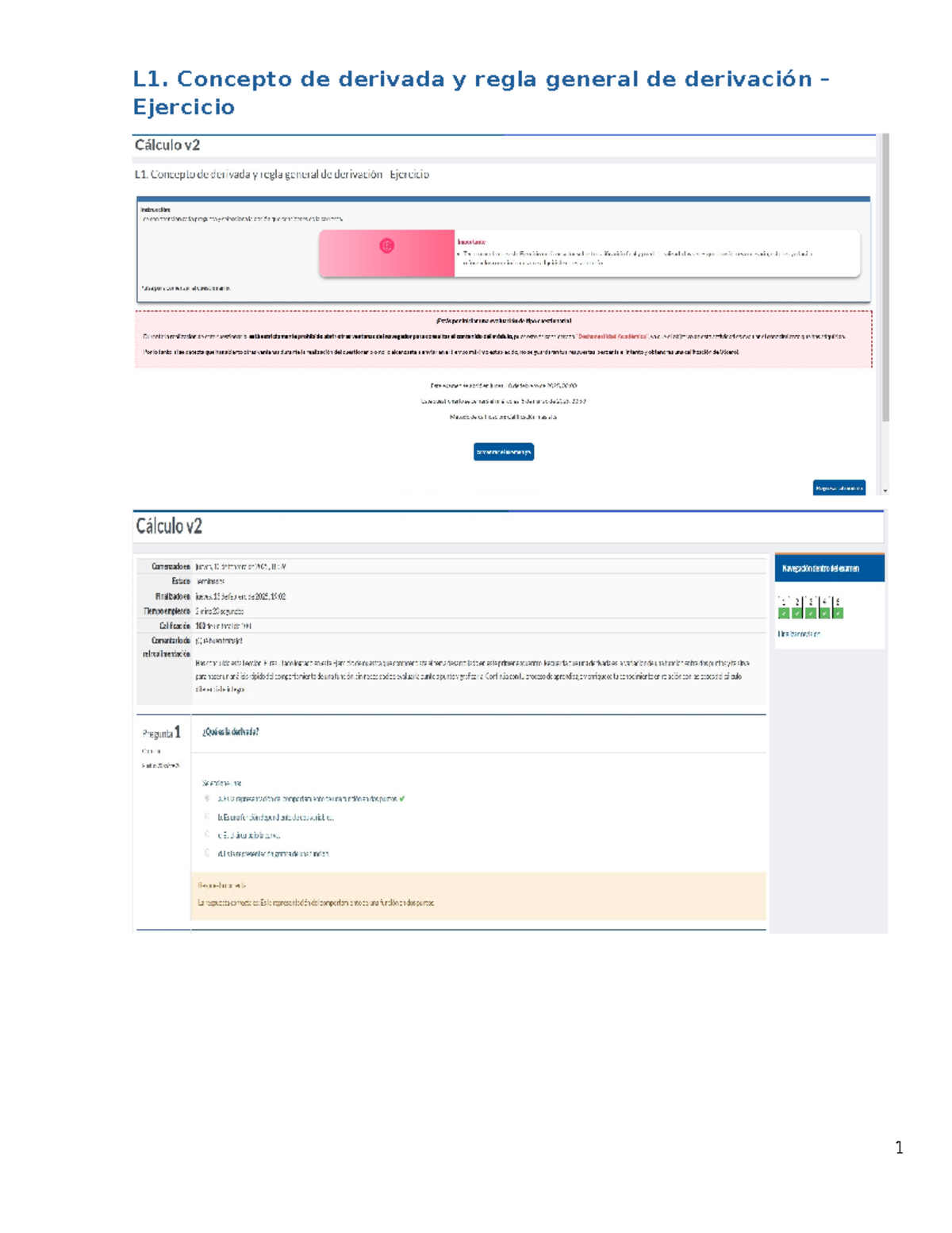 L1. Concepto de derivada y regla general de derivación – Ejercicio - Cálculo v2 - L1. Concepto ...