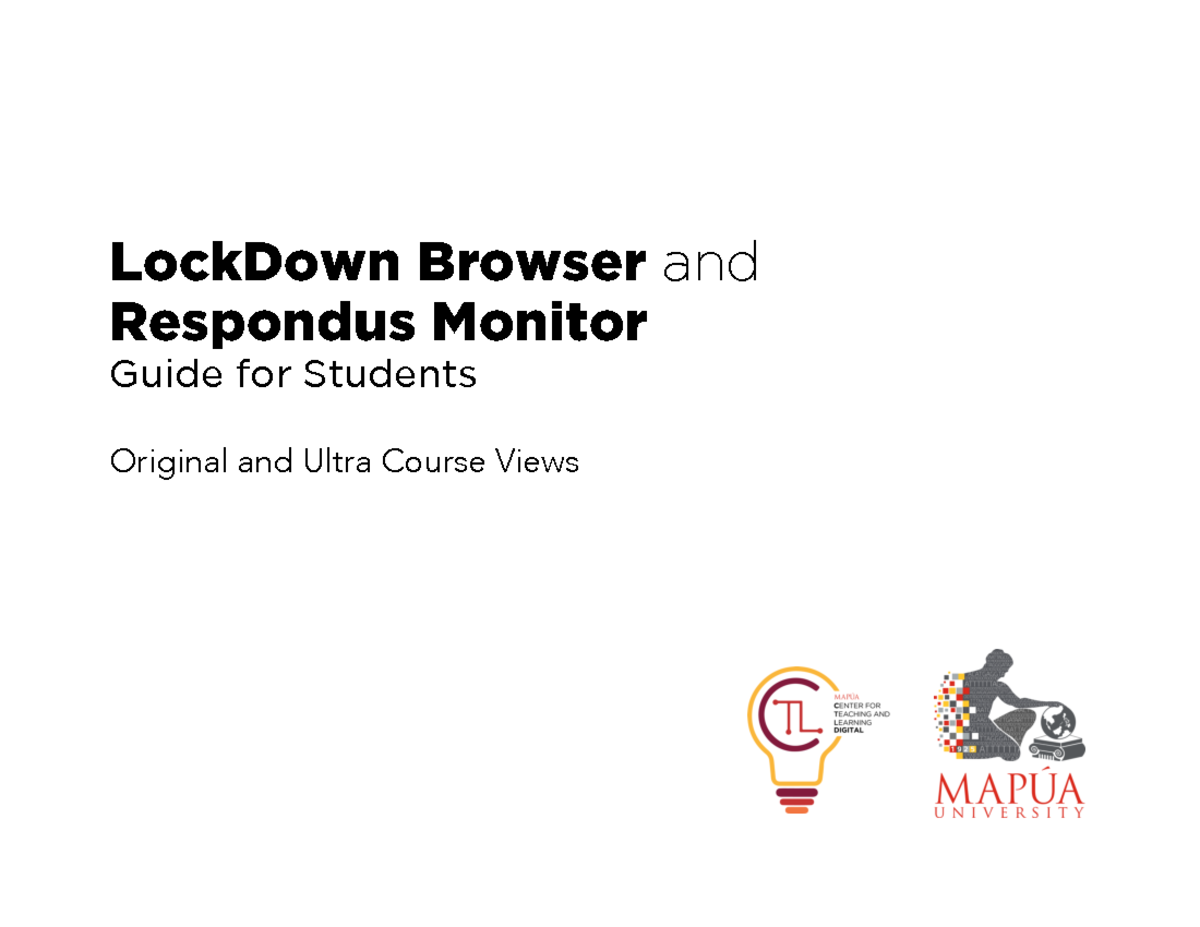 LockDown Browser & Respondus Monitor Guide for Students - Mapua U - Studocu