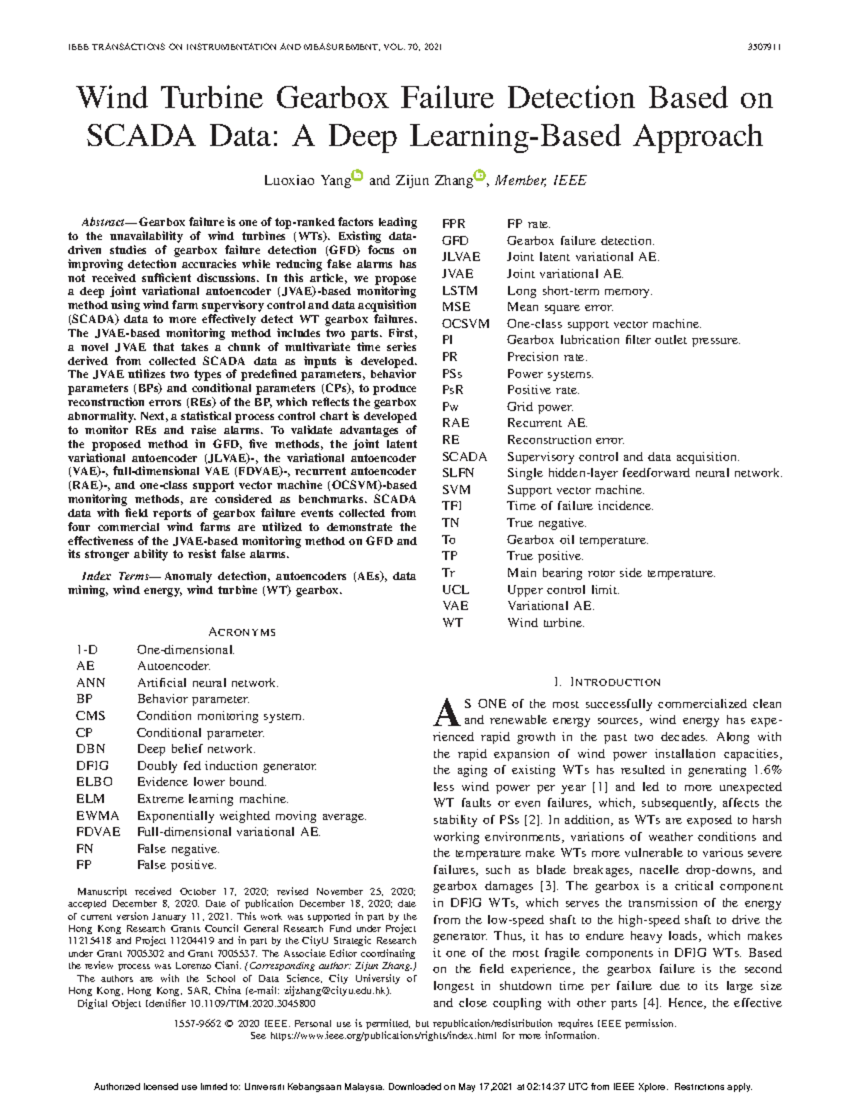 Wind turbine gearbox failure detection - IEEE TRANSACTIONS ON INSTRUMENTATION AND MEASUREMENT ...