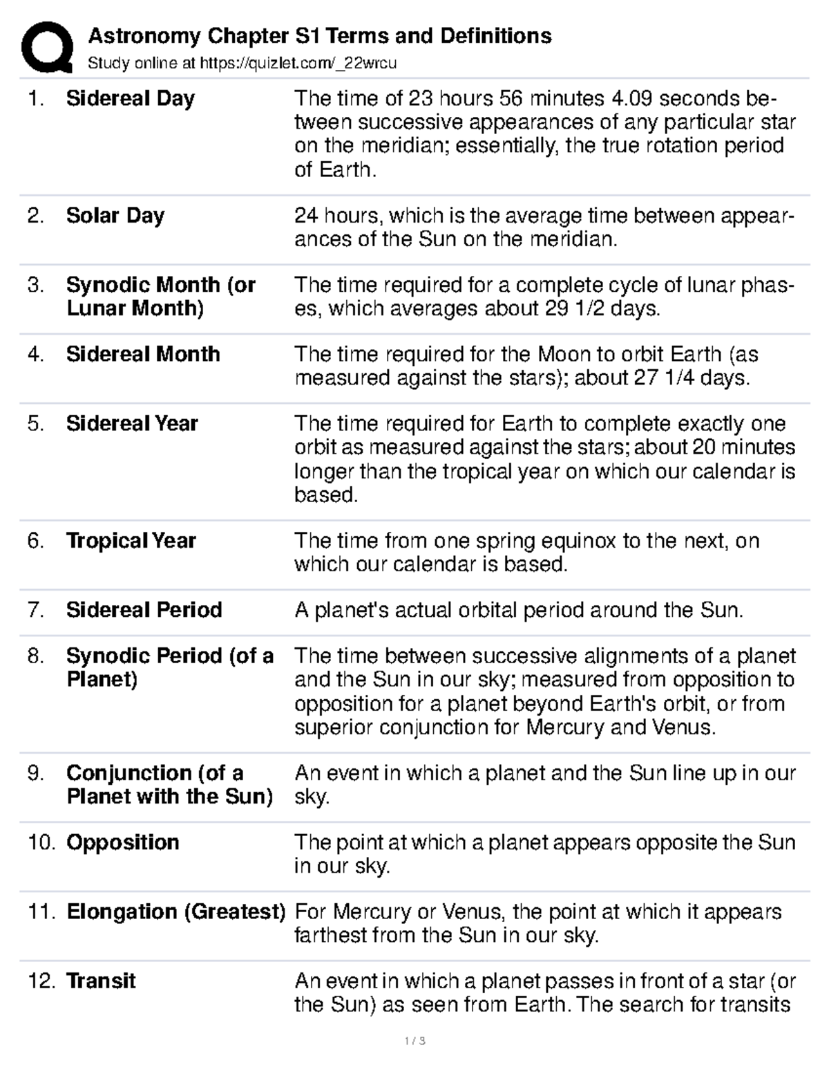 Chapter 1 Terms and Definitions - Astronomy Chapter S1 Terms and ...