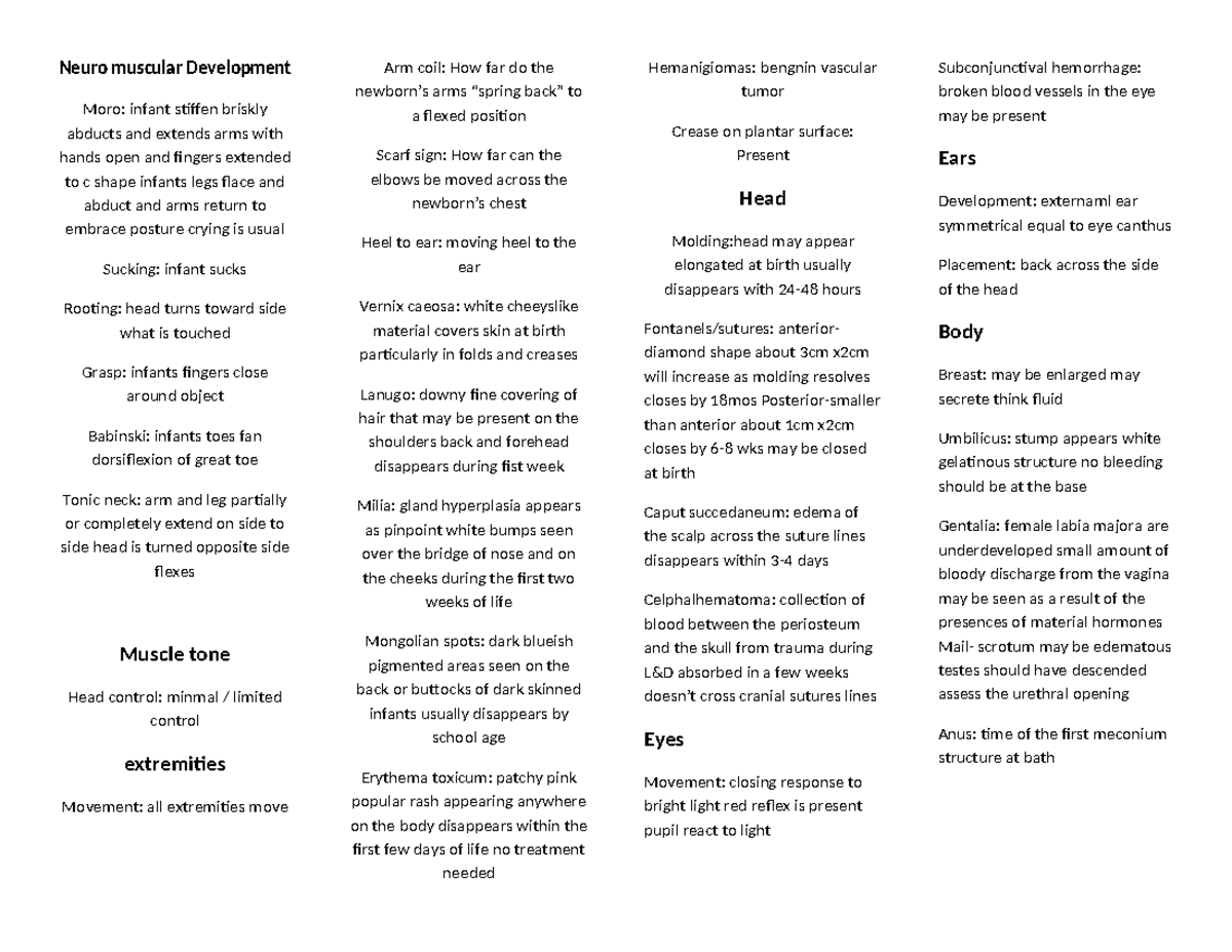 Newborn Assessment: Neuro-Muscular Development and Vital Signs Overview ...