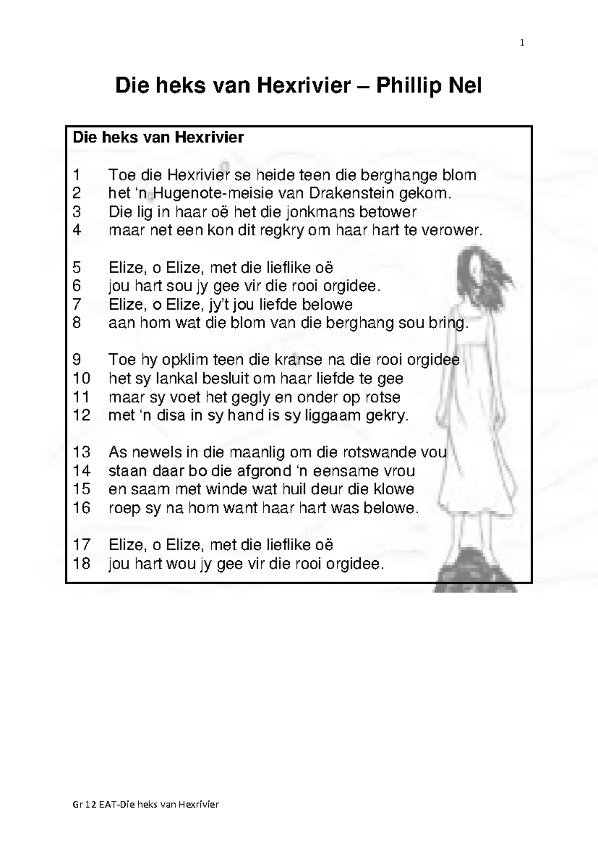 Ek het 'n huisie by die see: 'n Analise van HA Fagan se Gedig (Gr12 ...