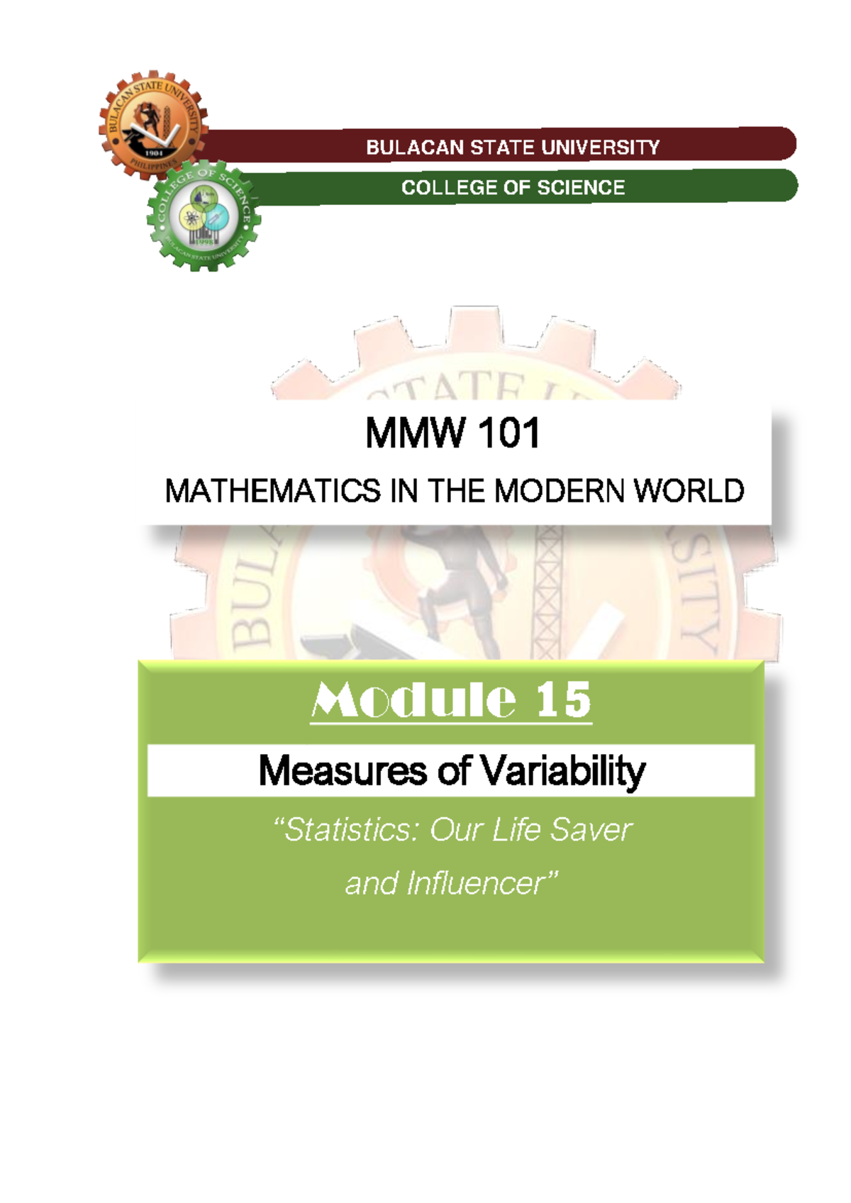 Final Exam - MMW 101 Module 15: Measures of Variability Study Guide ...