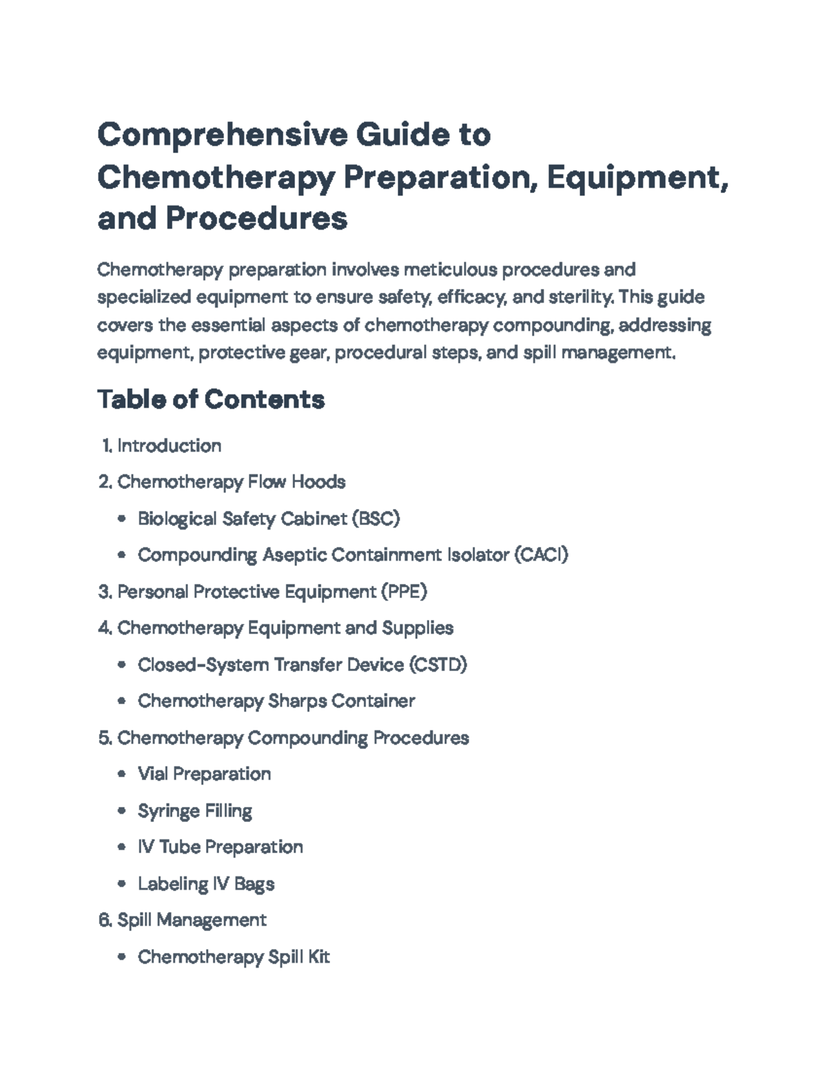Comprehensive Guide to Chemotherapy Prep Procedures and Safety Measures ...
